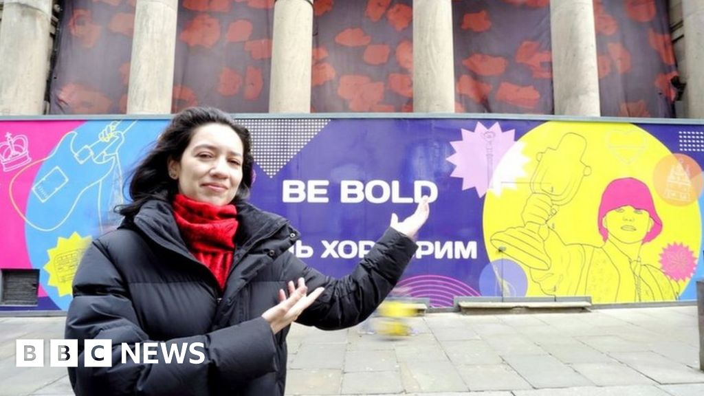Eurovision: Ukrainian mum who was forced to flee Kyiv unveils artwork