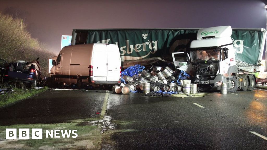 Fatal beer lorry crash photo released as warning - BBC News