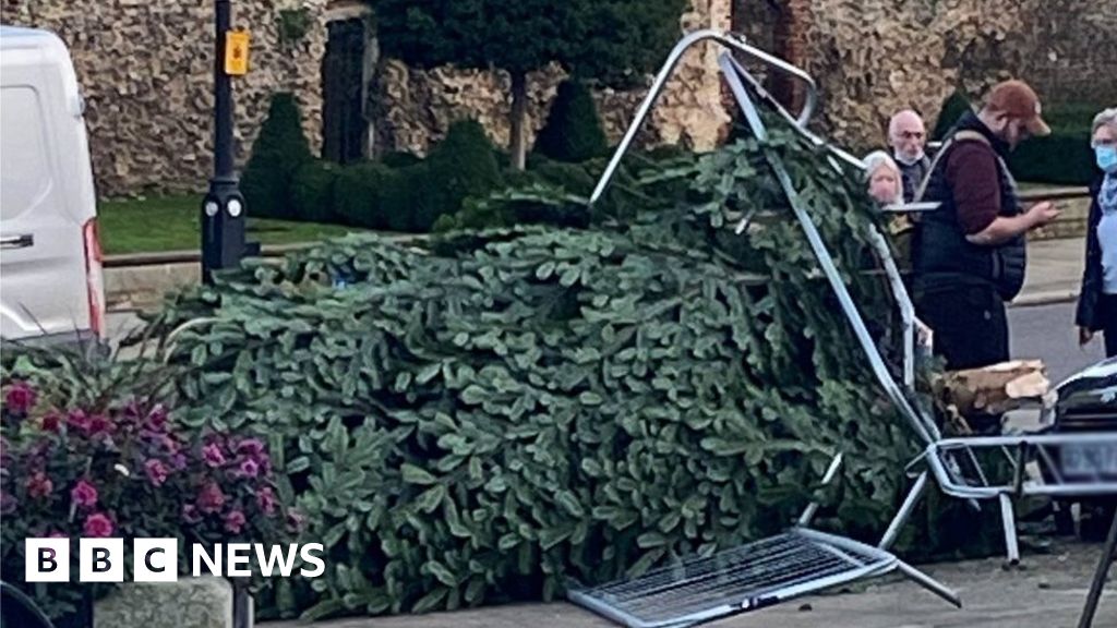 Car crashes into Christmas tree in Bury St Edmunds