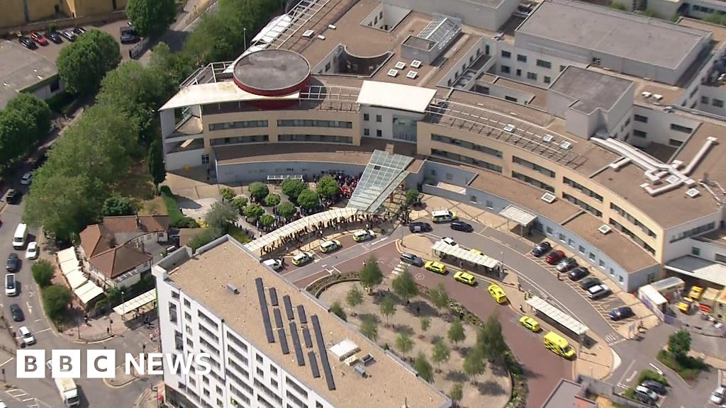 WATCH: Police attend Central Middlesex Hospital after stabbings - BBC News