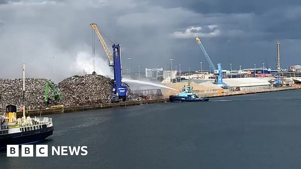 Scrap metal fire breaks out at Southampton docks