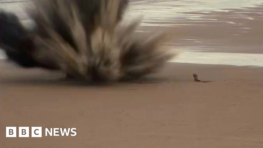 Suspected WW2 munition detonated on Tynemouth beach - BBC News