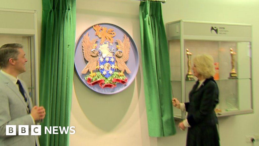 Duchess of Cornwall unveils BBC crest artwork - BBC News