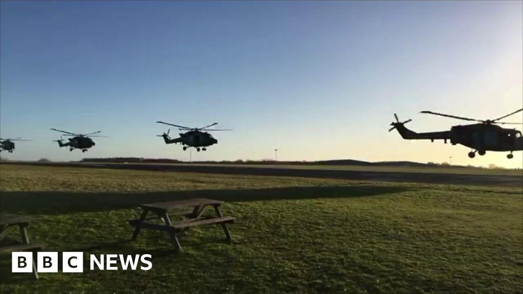 Lynx helicopters leave RAF Odiham for farewell flight