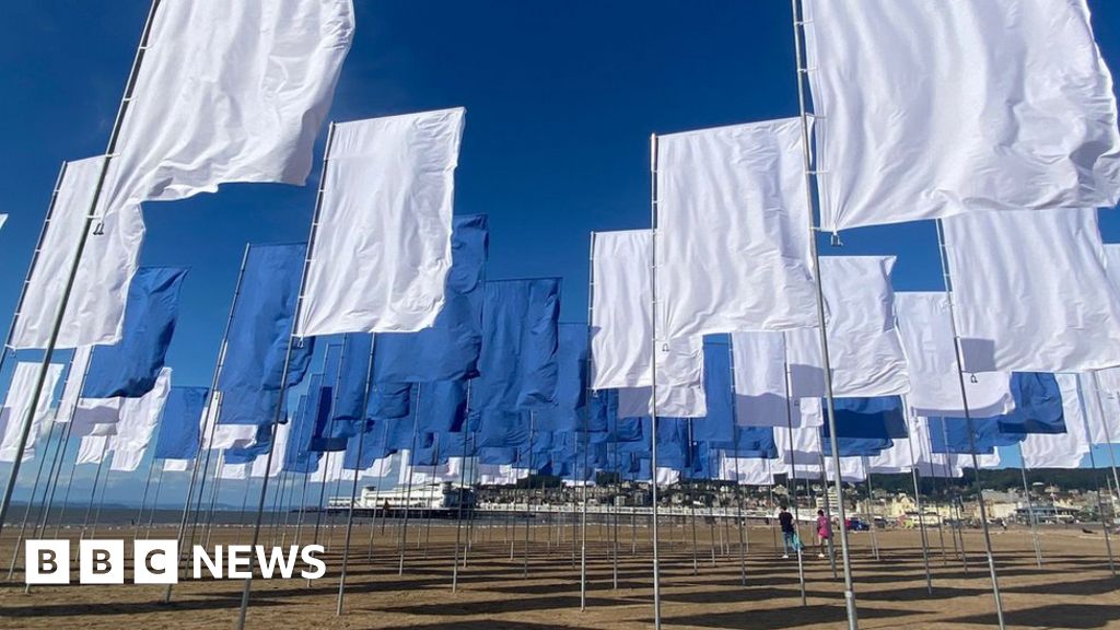 Covid flags artwork unveiled for beach town's art week