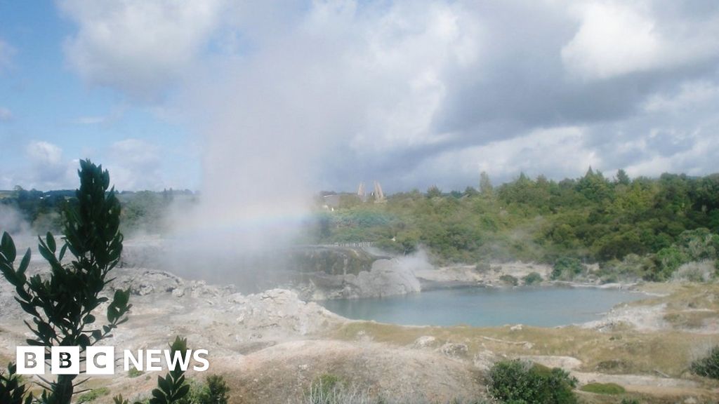 New Zealand geyser erupts, shooting water into the air - BBC News