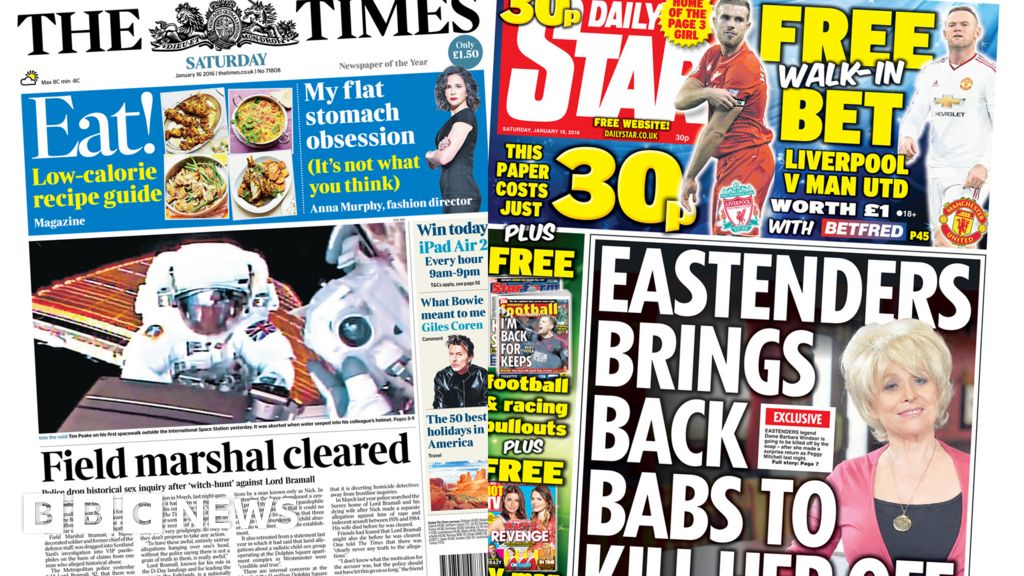 Newspaper review: Front pages focus on fixed Easter and spacewalk - BBC ...