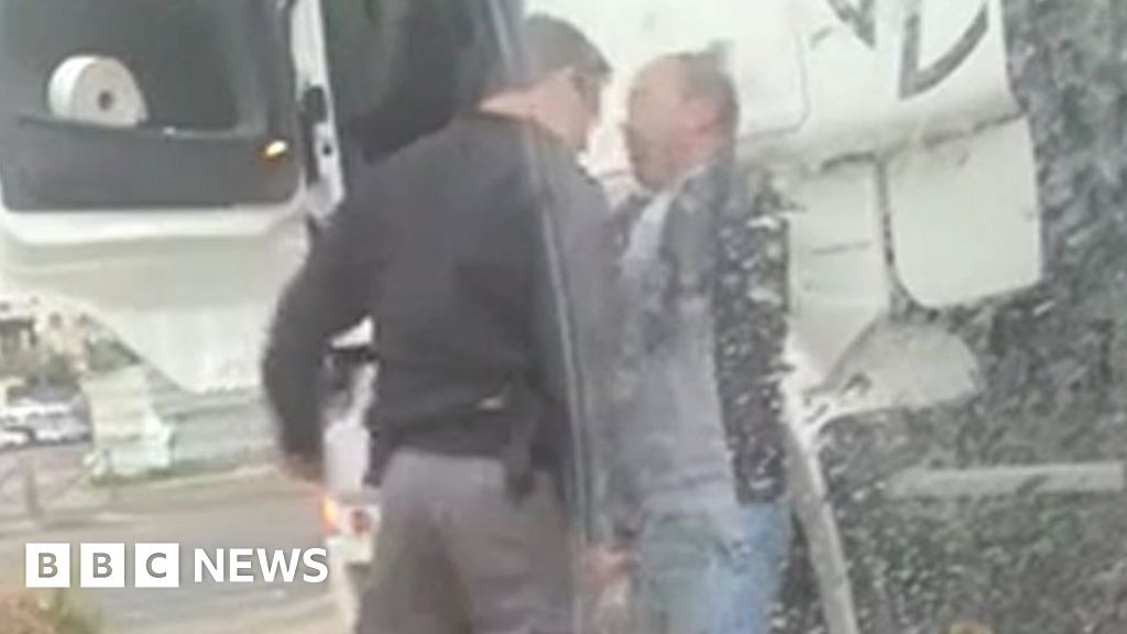 Video Of Israeli Policeman Hitting Palestinian Driver Draws Anger Bbc