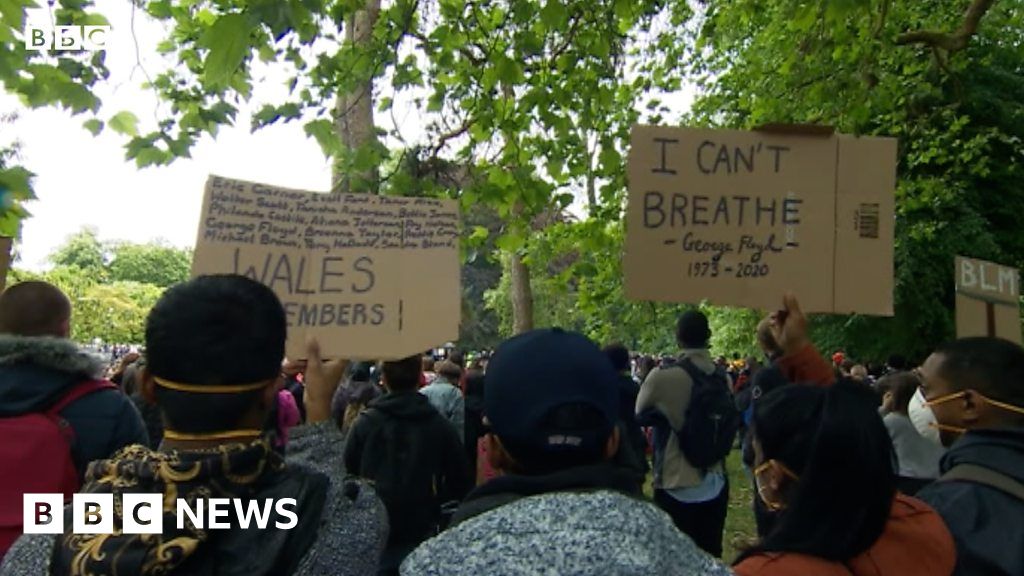 George Floyd: Thousands gather in Wales for anti-racism protests - BBC News