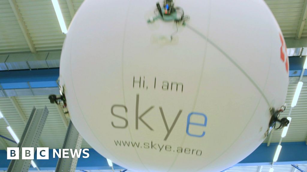 Flying a drone that is combined with a blimp - BBC News
