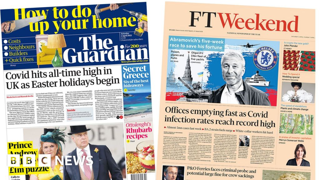 Newspaper headlines: Covid rates reach 'all time high' - BBC News