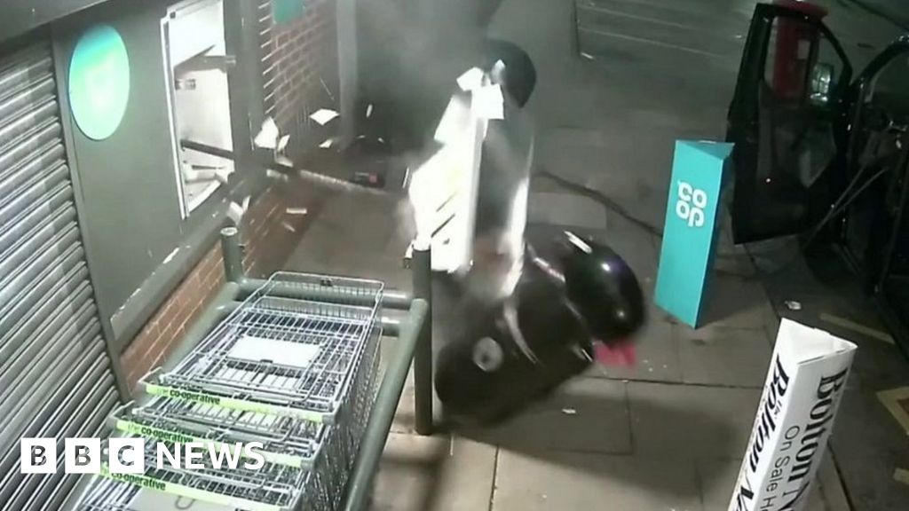 Gas gang caught on CCTV exploding cash machines