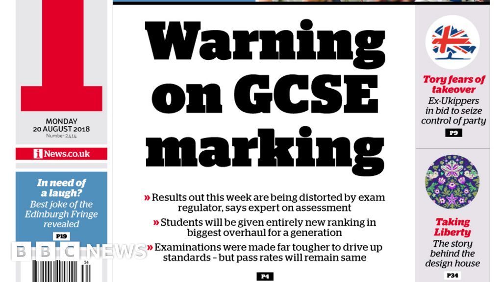 Newspaper headlines: GCSE 'warning' and a 'miracle rescue' - BBC News