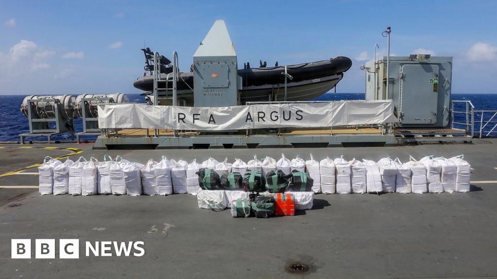 RFA Argus returns to Falmouth after double drug busts - BBC News