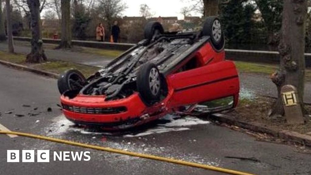 Man jailed over woman and child left in flipped car - BBC News