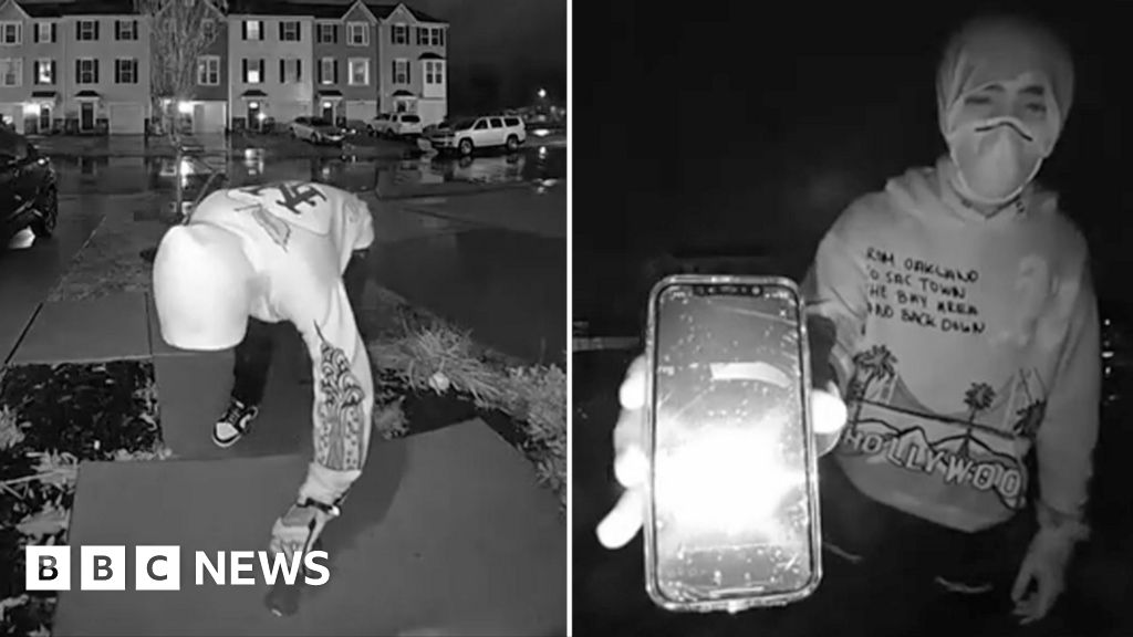 Thief complains after video stealing parcel appears online - BBC News