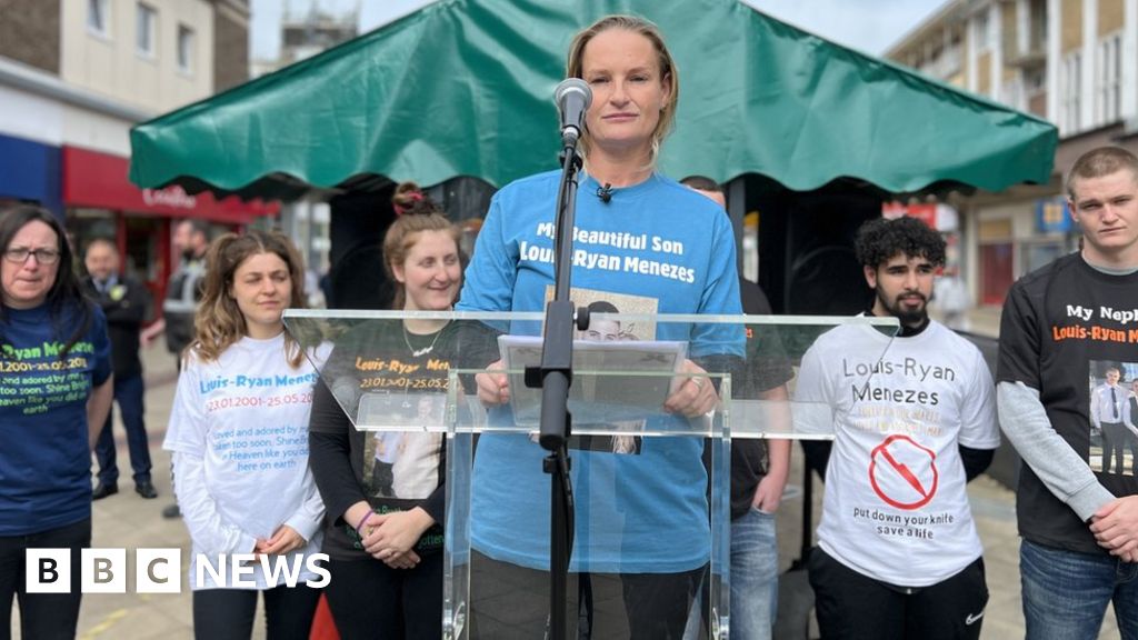 Louis-Ryan Menezes' mother talks at Rayon Pennycook vigil - BBC News