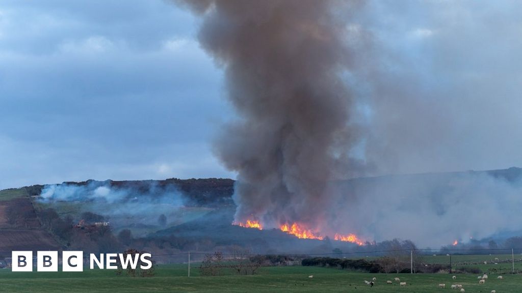 Firefighters tackle large gorse blaze near Banff - BBC News