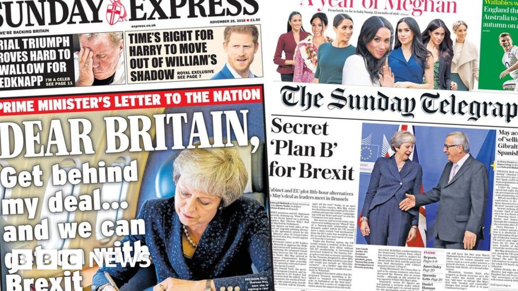 Newspaper headlines: Theresa May's Brexit 'letter to the nation' - BBC News