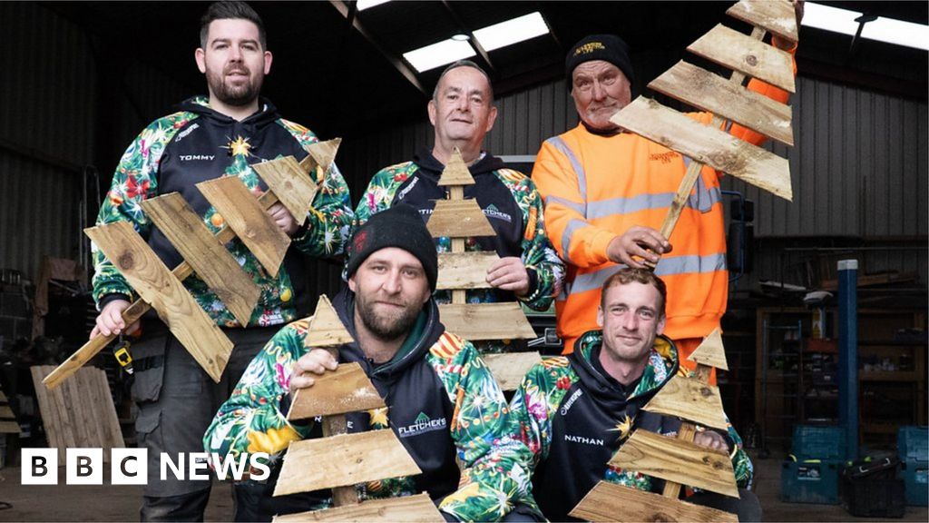 Leeds: Wooden Christmas trees pay for toys for children - BBC News
