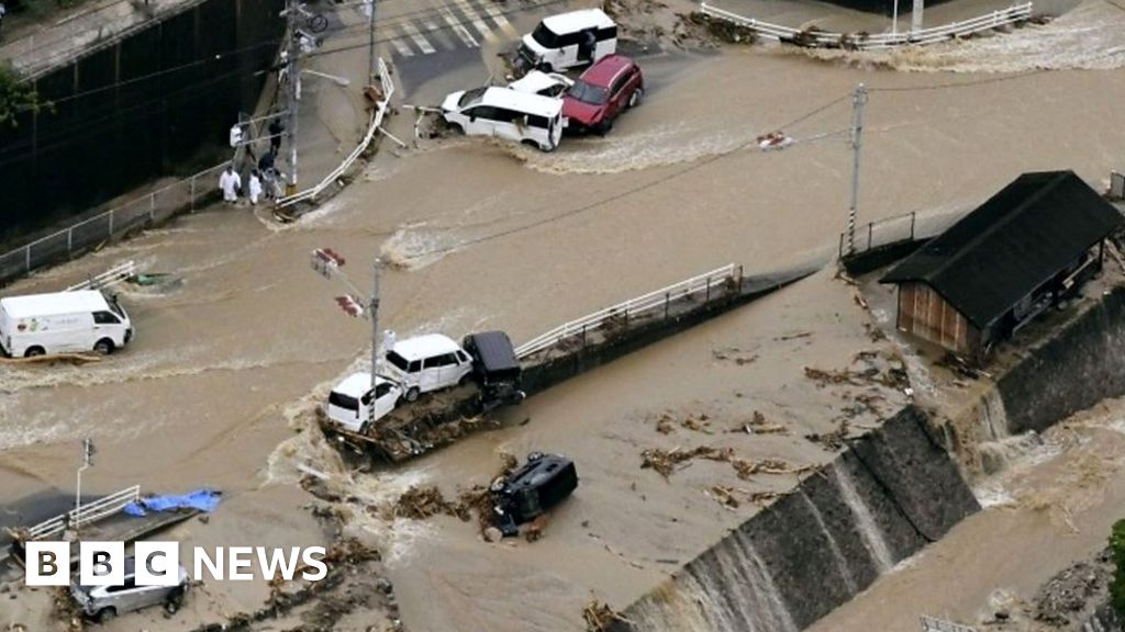 Japan floods: Devastation from downpours and landslides - BBC News