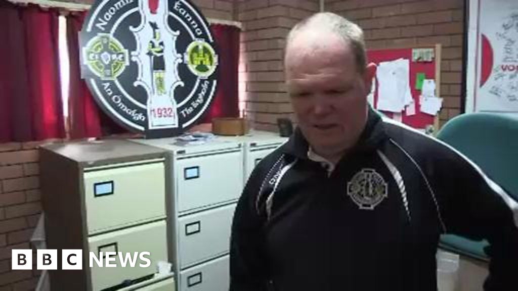 Club treasurer Paul Meldrum shows GAA office damage - BBC News