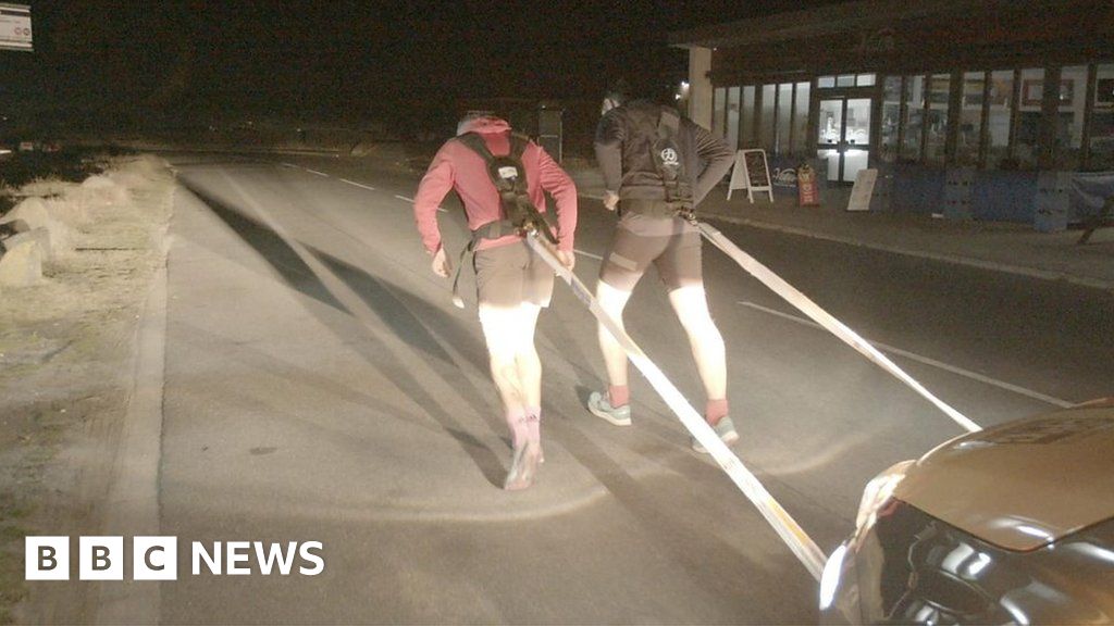 Two men pull car 26.9 miles in Guernsey charity challenge