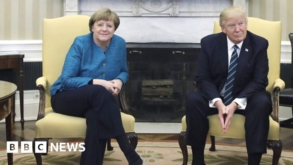 President Trump meets Chancellor Merkel for the first time - BBC News