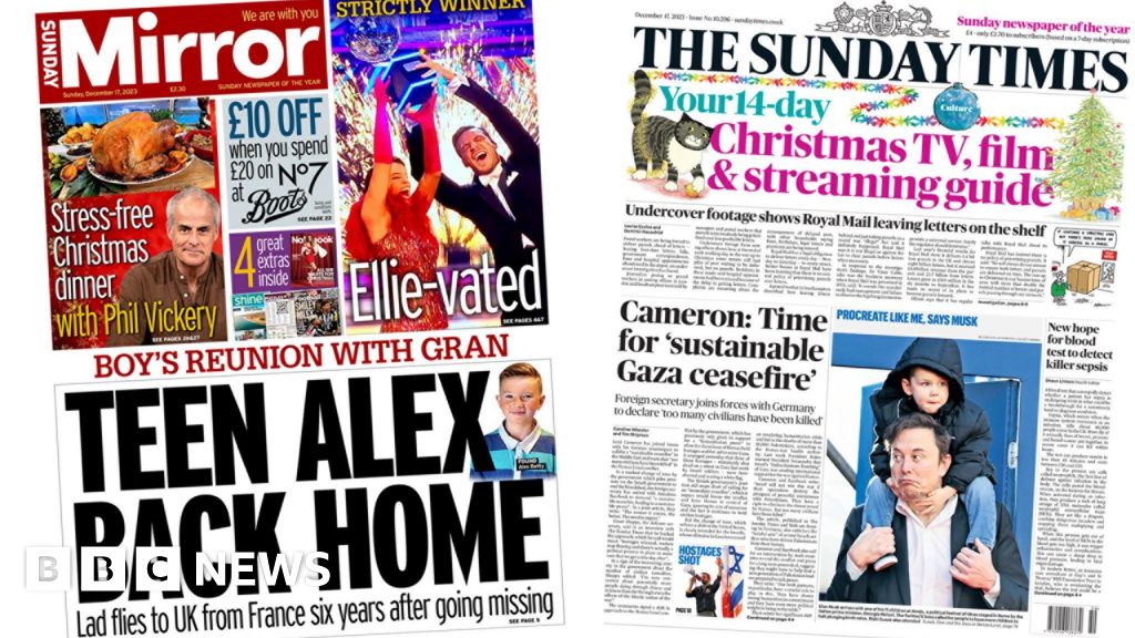 Newspaper headlines: 'Alex back home' and 'Cameron calls for ceasefire'
