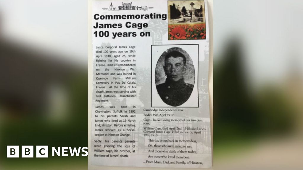 WW1 leaflets commemorate killed Hinxton soldiers