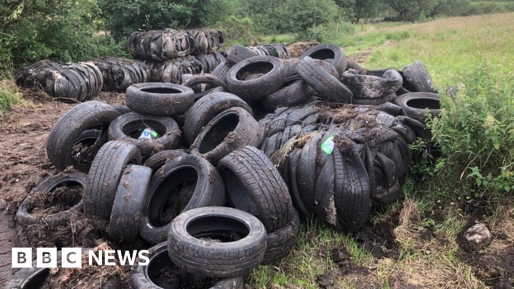Pomeroy: Thousands of tyres dumped in County Tyrone field - BBC News