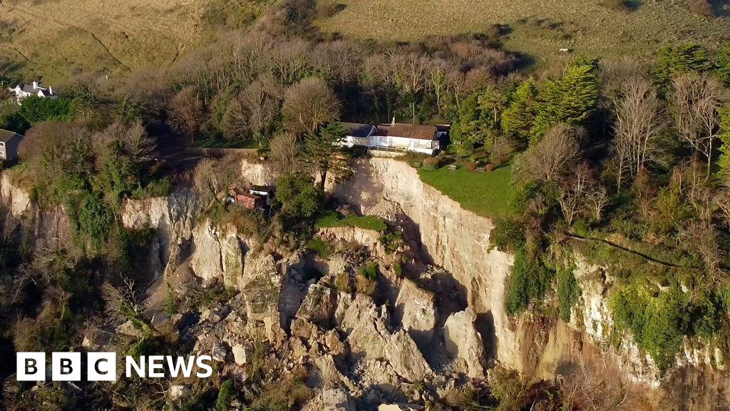 Drone footage shows aftermath of Ventnor landslip