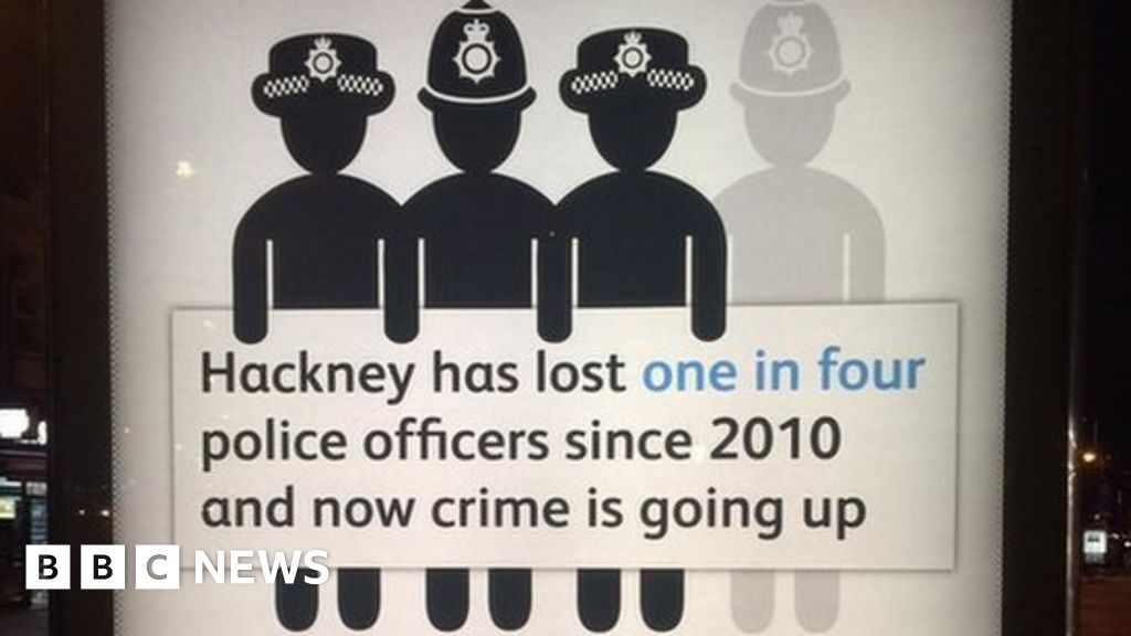 Hackney Council posters attack London police cuts - BBC News