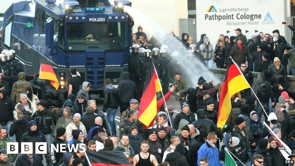 Rival groups demonstrate in Cologne over New Year's Eve attacks - BBC News