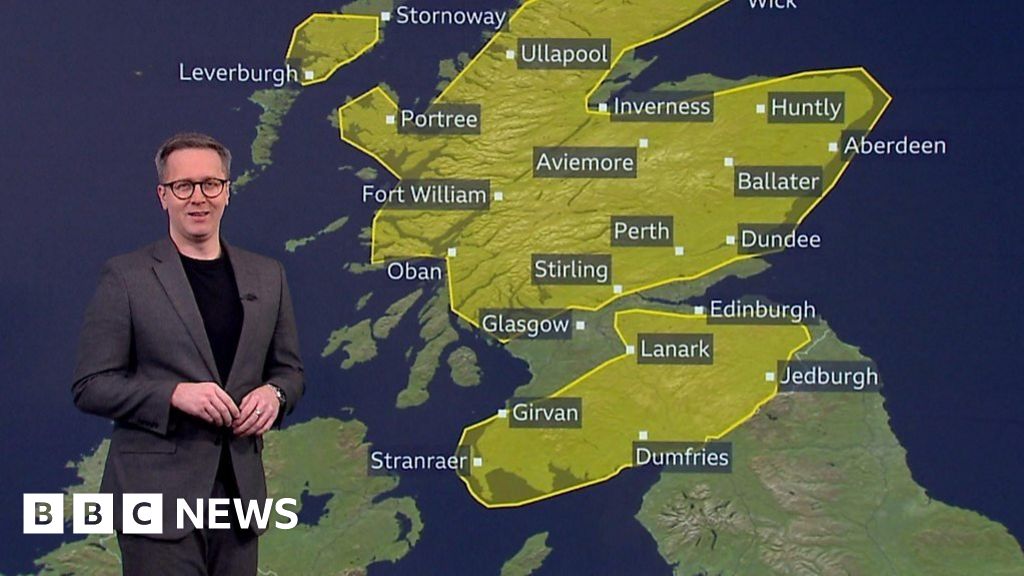 Watch the latest forecast amid snow and rain warnings - BBC News