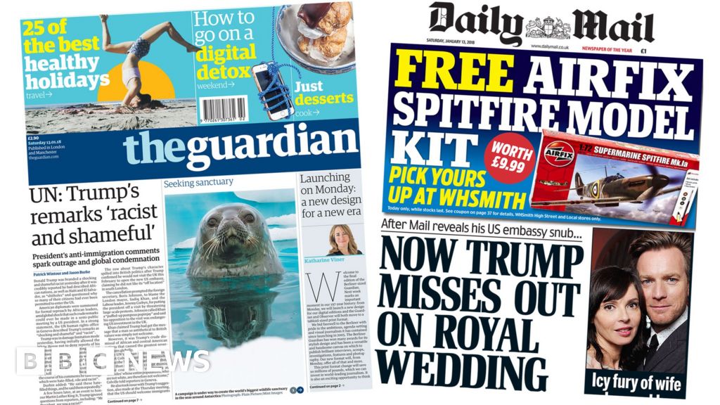 Newspaper headlines: Trump's 'racist' remarks and invite 'snub' - BBC News