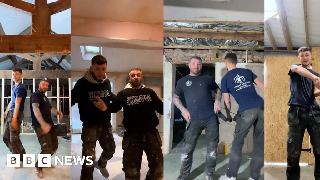 Dancing Thornbury builders go viral on TikTok - BBC News