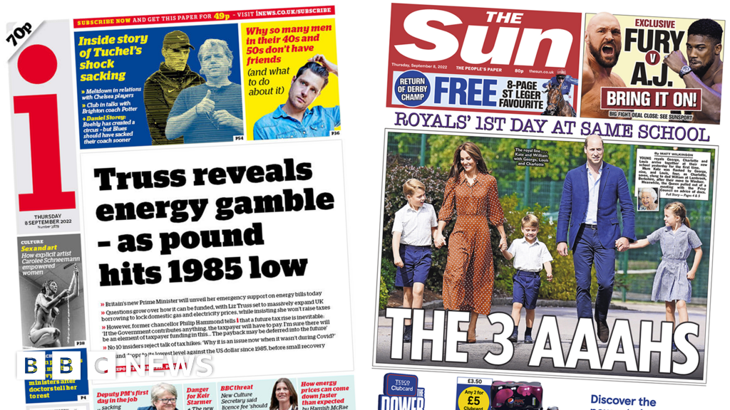 Newspaper headlines: Truss's 'energy gamble' and 'heir they come'