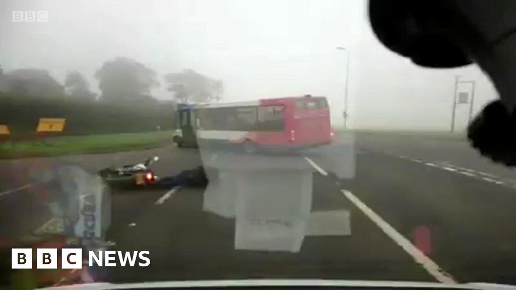 Junction fears after motorbike slide - BBC News