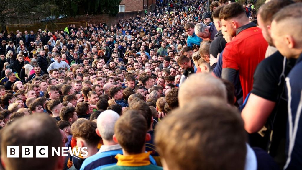 Thousands gather as ancient Royal Shrovetide Football match begins ...