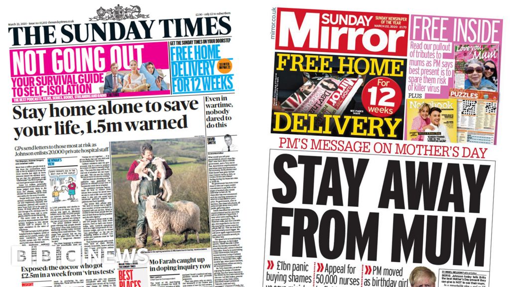 Newspaper headlines: 'Stay home alone to save your life' - BBC News
