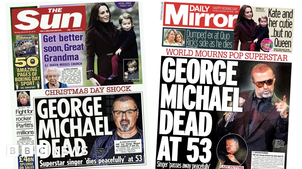 Newspaper headlines: George Michael death stops the presses - BBC News