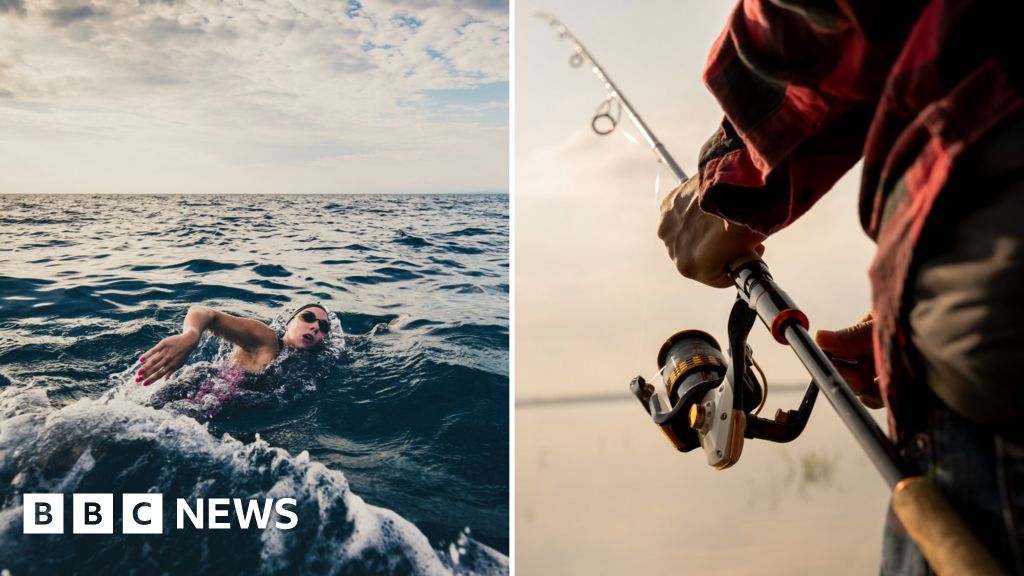 Devon sea swimmers tangled in anglers' lines - BBC News