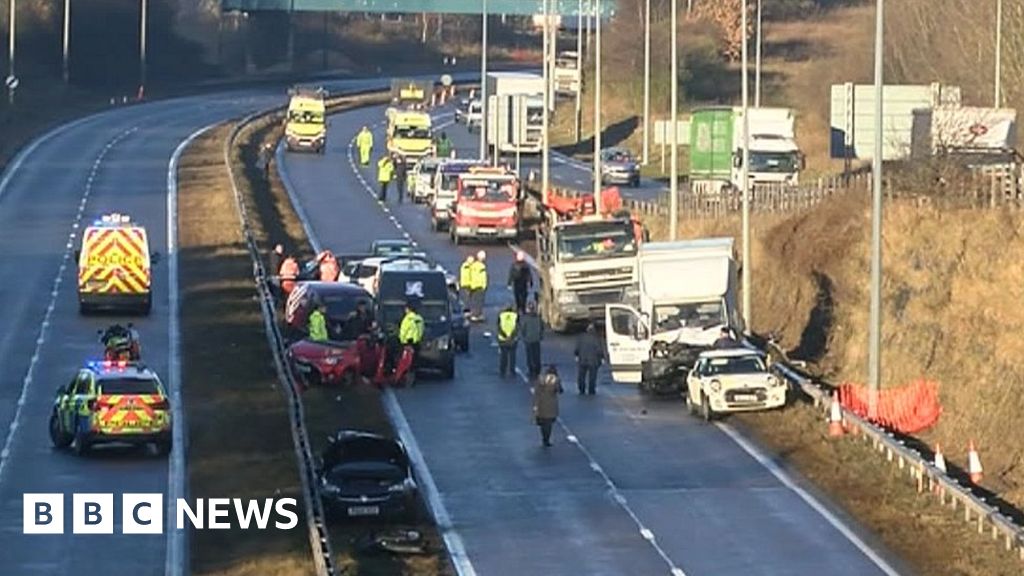 Twelve-car crash sees A19 closed in County Durham - BBC News