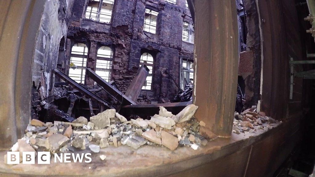 Footage shows aftermath of Ayr Station Hotel fire - BBC News