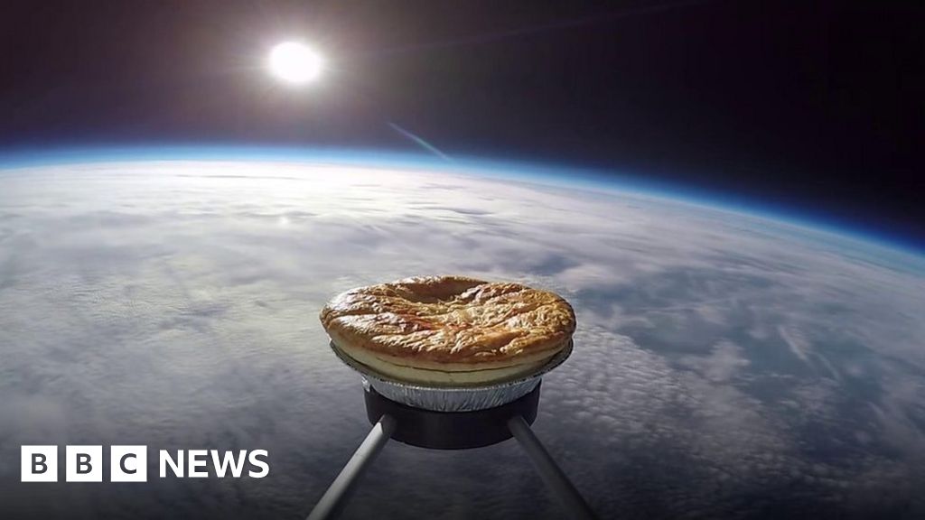 Meat and potato pie 'sent into space' from Wigan - BBC News