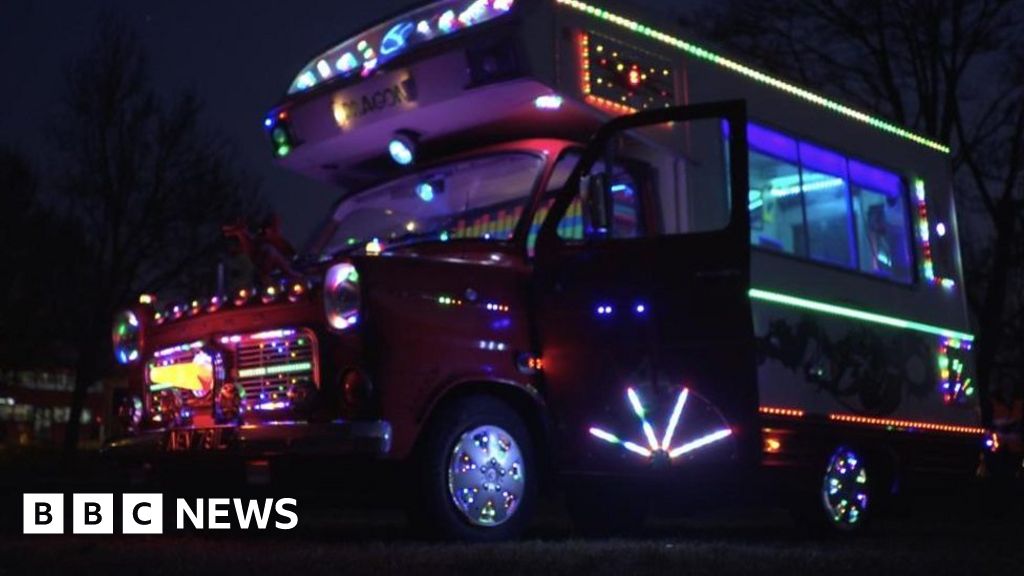 Dragon Bus: The camper van with 7,000 lights - BBC News