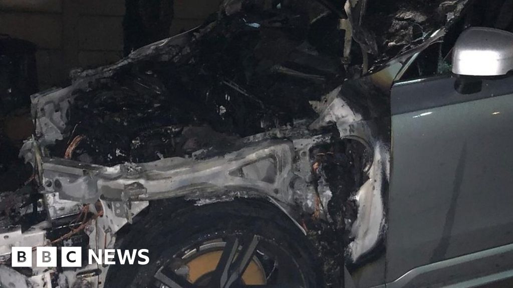 Hybrid Volvo car engulfed in flames on Birmingham drive - BBC News