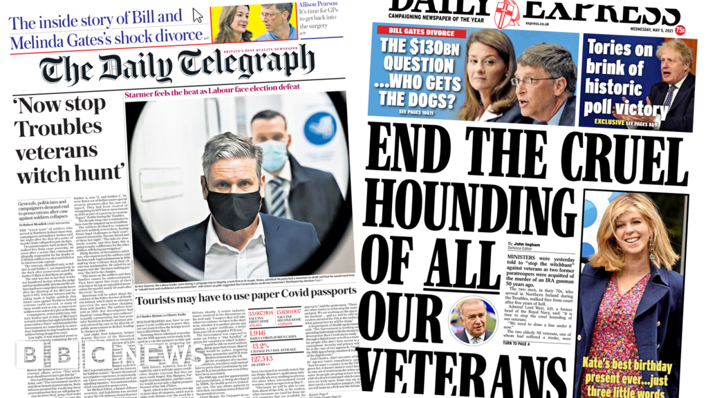 Newspaper headlines: 'Stop veterans witch hunt' and third jab for over ...