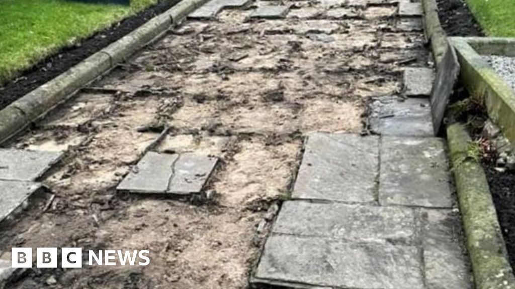 Lancashire church path flagstones ripped up and stolen